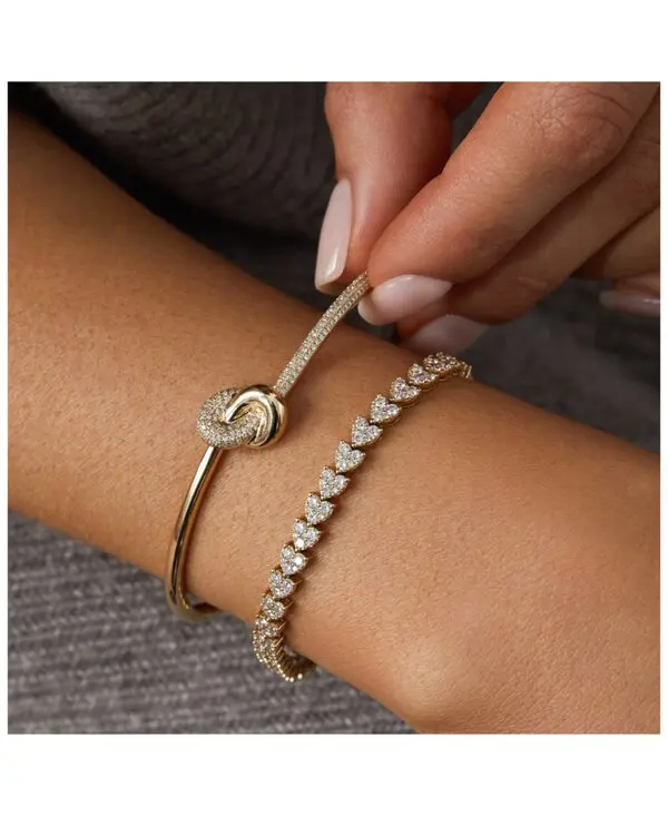 Ef Collection 14k Yellow Diamond Pave Knot Bangle