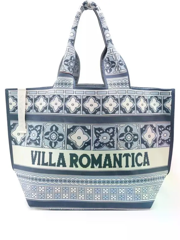 ALEMAIS Villa Romantica Patterned Tote Bag - Blue