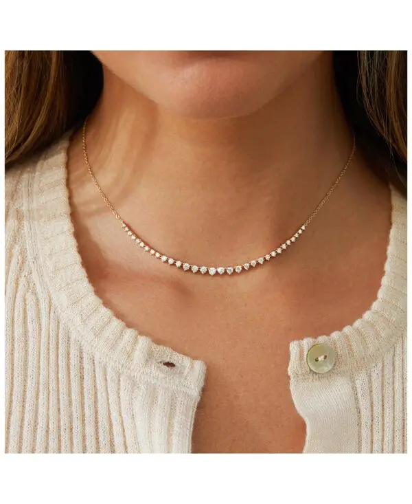 Ef Collection 14k Yellow Diamond Graduated Choker Necklace - Gold