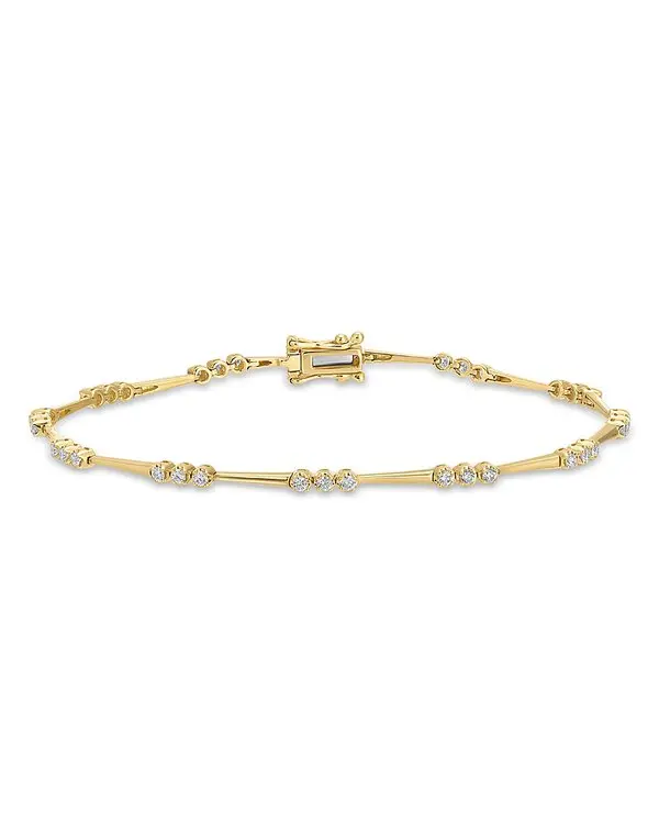 Ef Collection Crown Set Diamond Eternity Bracelet - Gold