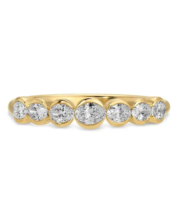 Ef Collection 14k Diamond Oval Half Bezel Band - Gold