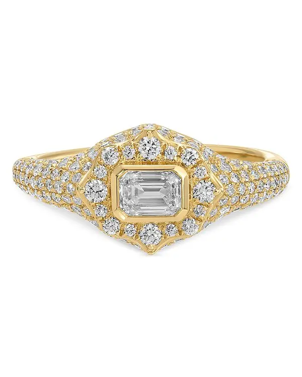 Ef Collection 14k Yellow Diamond Daphne Signet Ring - Gold