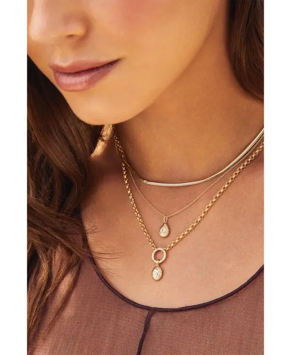 Ef Collection 14k Yellow Diamond Oval Fluted Frame Pendant