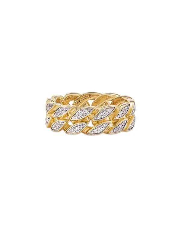 David Yurman Curb Chain Band Ring With Diamonds - Gold