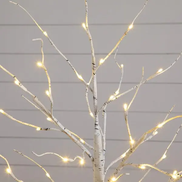 NEARLY NATURAL Pre-lit Artificial Birch Trees With Led Lights, Set Of 3