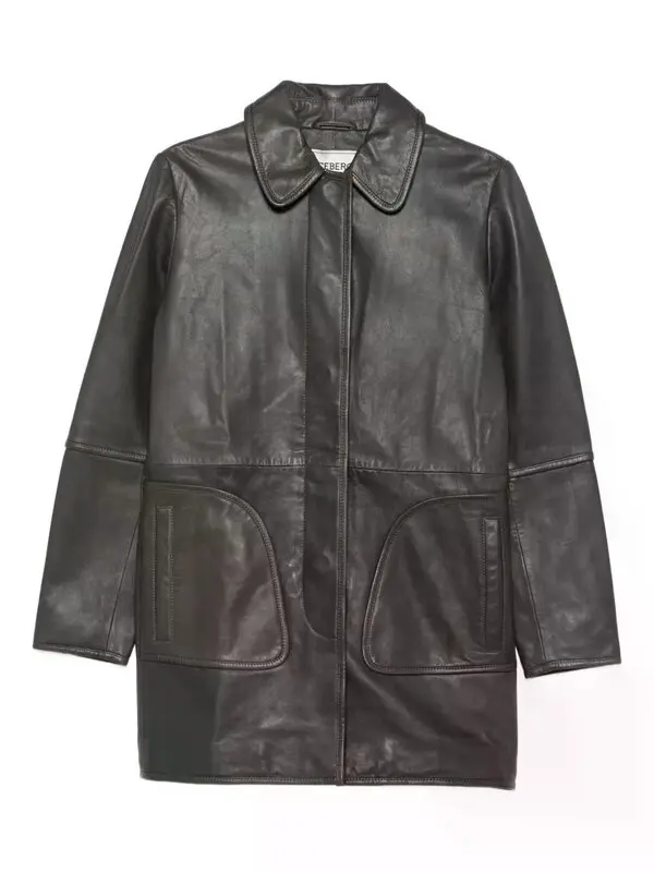 Iceberg Leather Pocket Coat