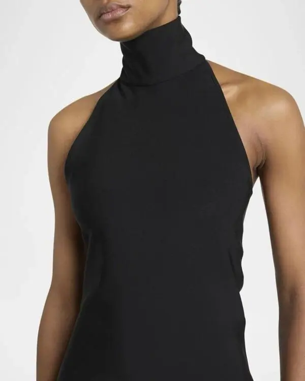 COURREGES Mock-neck Halter Mini Dress - Black