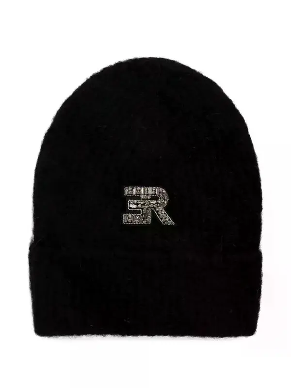 ERMANNO FIRENZE Logo-appliqué Beanie - Black