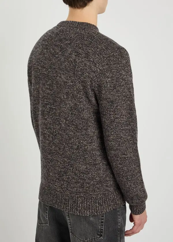 Fred Perry Embroidered Wool-blend Jumper - Navy