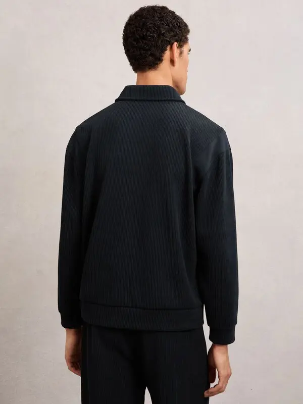 REISS Bert Corduroy Half-zip Polo Shirt