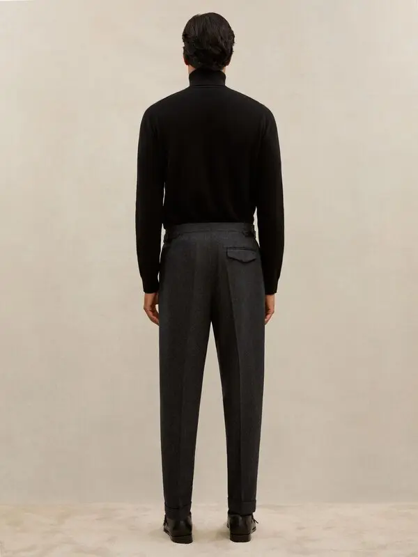 REISS Atelier Wool Tapered Trousers - Charcoal
