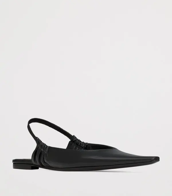 Saint Laurent Leather Anne-marie Slingback Flats - Black