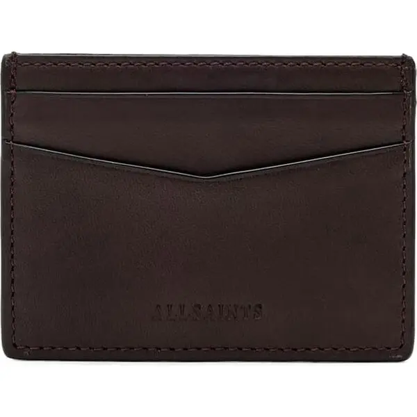 ALLSAINTS Delph Leather Card Case - Bitter Brown