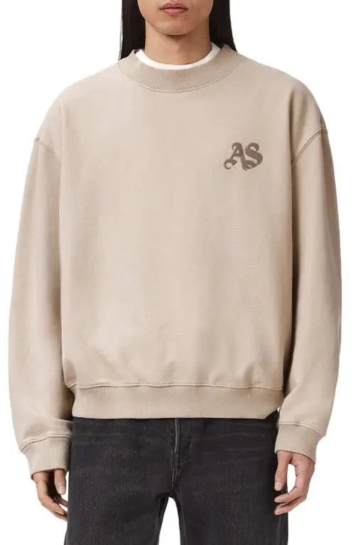 ALLSAINTS Icon Oversized Cotton Crewneck Sweatshirt - Sandstone Brown