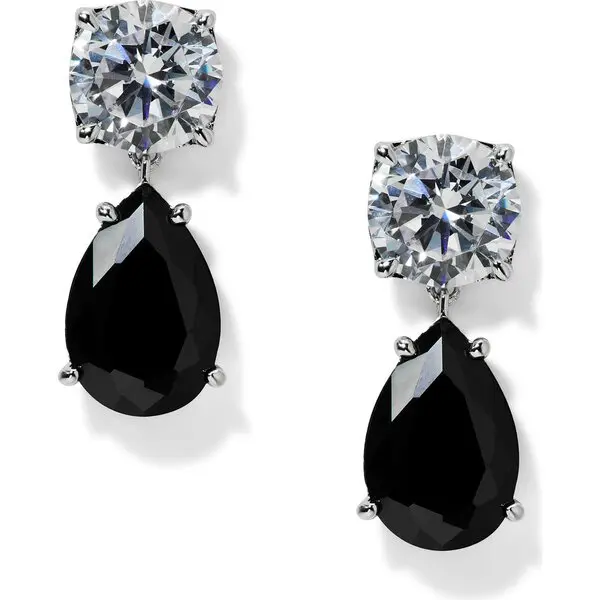 Nadri Maiden Cubic Zirconia Drop Earrings - Rhodium/black