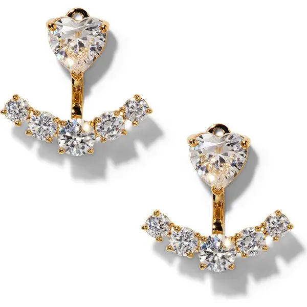 Nadri Le Bisou Heart Ear Jacket Earrings - Gold