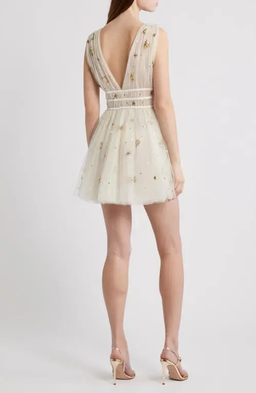 LoveShackFancy Lawton Embellished Tulle Mini Dress - Lunar Gold