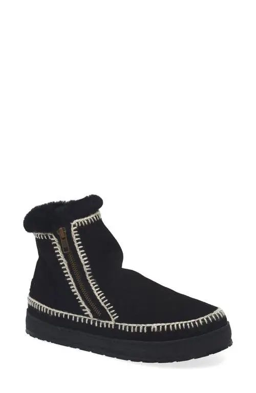 LAIDBACK LONDON Setsu Genuine Shearling Lined Ankle Boots - Black Suede/natural