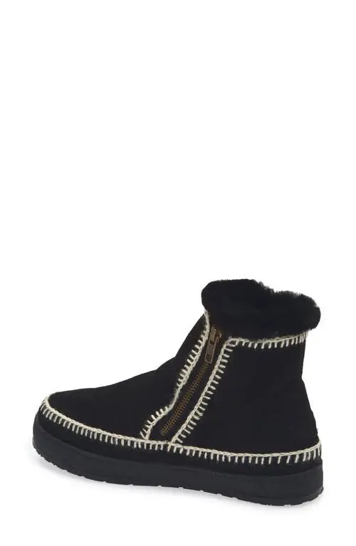 LAIDBACK LONDON Setsu Genuine Shearling Lined Ankle Boots - Black Suede/natural
