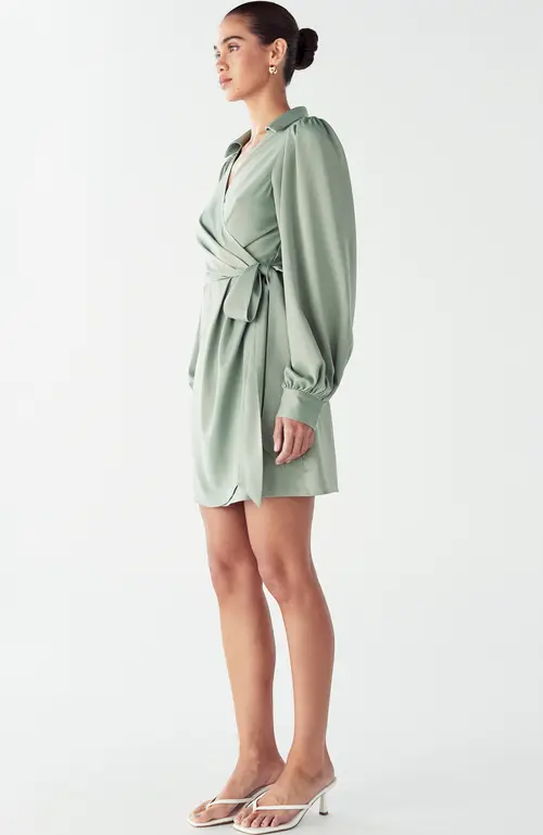 WILLA Pearl Wrap Mini Dress - Navy Blue