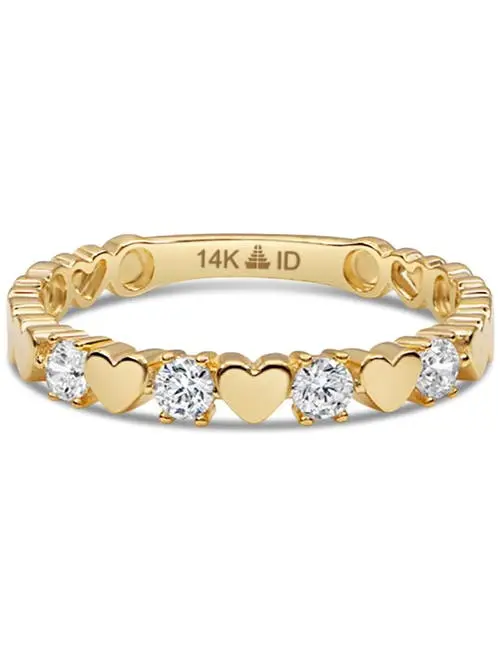 DEVATA 14k Gold Cubic Zirconia Heart Ring - Yellow Gold