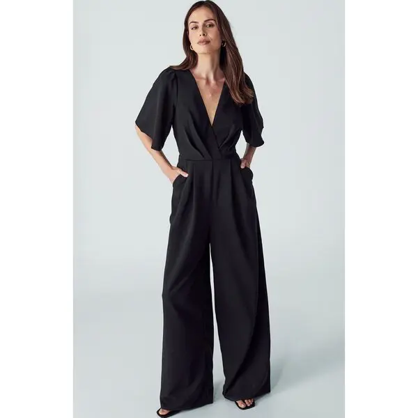 WILLA Omaha Wide-leg Jumpsuit - Black Texture