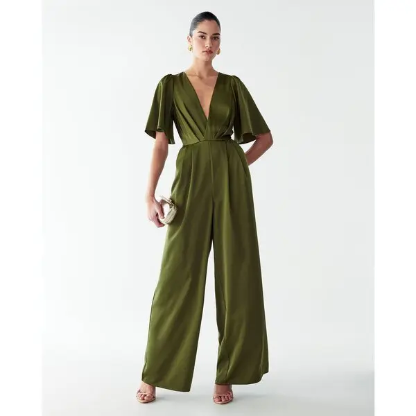 WILLA Omaha Wide-leg Jumpsuit - Olive Green