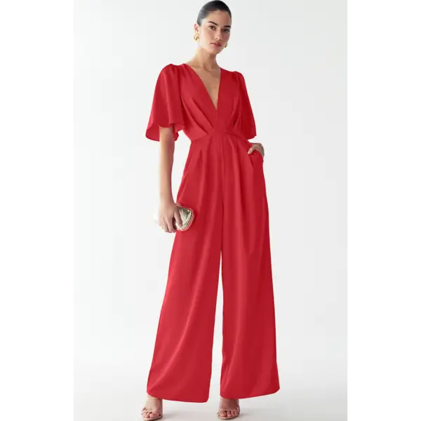 WILLA Omaha Wide-leg Jumpsuit - Red