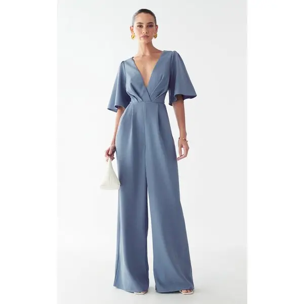 WILLA Omaha Wide-leg Jumpsuit - Steel Blue