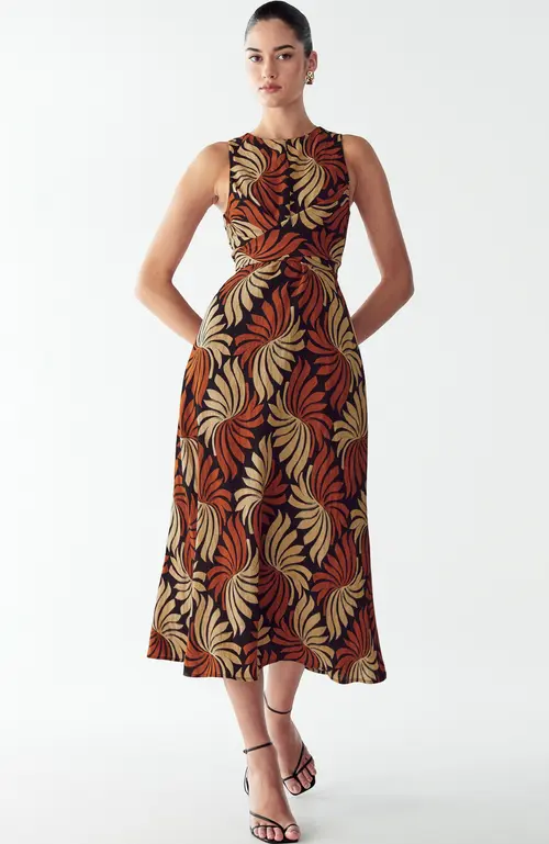 WILLA Revival Midi Dress - Golden Leaf