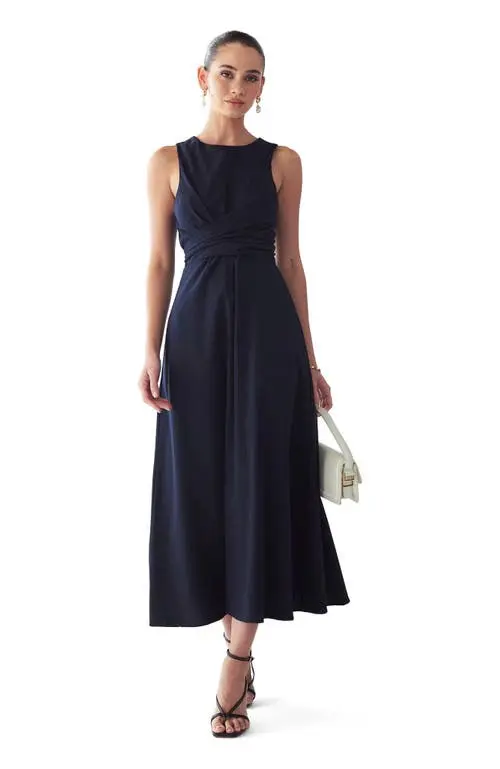 WILLA Revival Midi Dress - Navy Blue