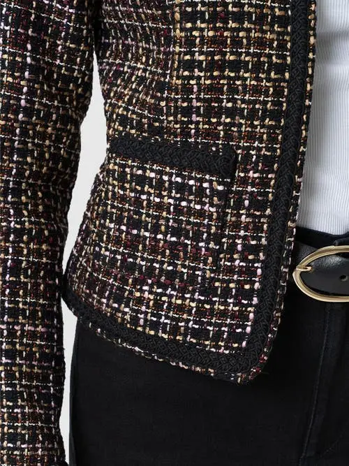 SAINT + SOFIA Rayner Bouclé Jacket - Black/burgundy/gold Boucle