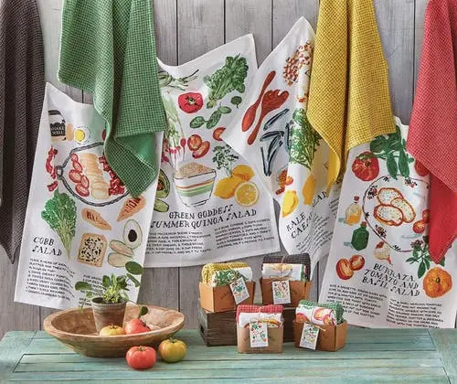 TAG Kale Caesar Salad Dishtowel Set Of 2 Multicolor Cotton Towels