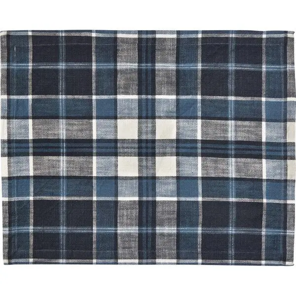 TAG Mirage Plaid Cotton Placemat Christmas Design Machine Washable - Blue