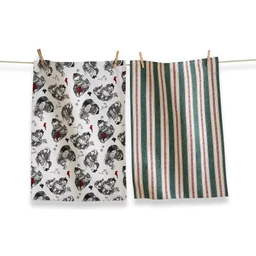 TAG Farmhouse Santa Dishtowel Set Of 2christmas Kitchen Towels - Multicolored