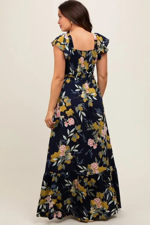 PINKBLUSH Floral Smocked Cinched Top Maxi Dress