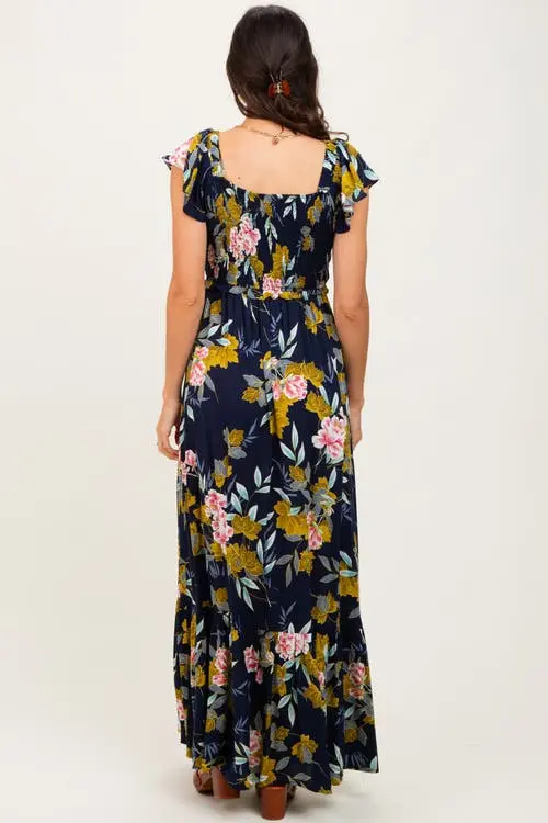 PINKBLUSH Floral Smocked Cinched Top Maxi Dress