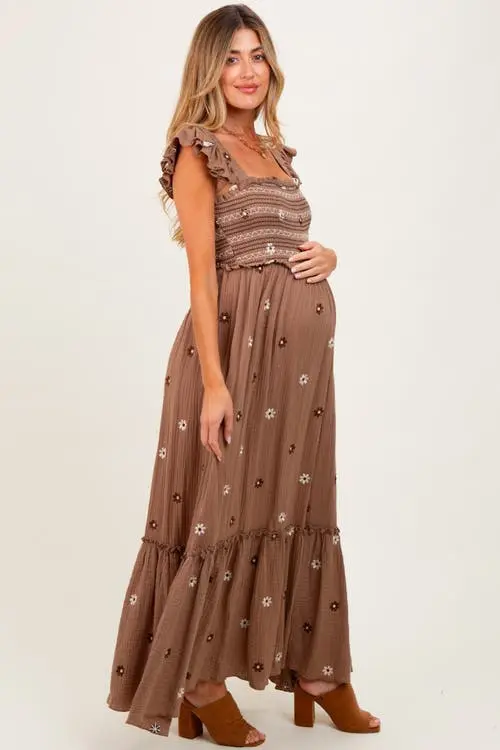strapless open back dress ADORA Abstract Floral V-Neck Maxi Dress In Pink Blush – AddiBray main image 0