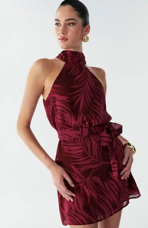 BWLDR Leisha Fit-and-flare Mini Dress - Burgundy Palms