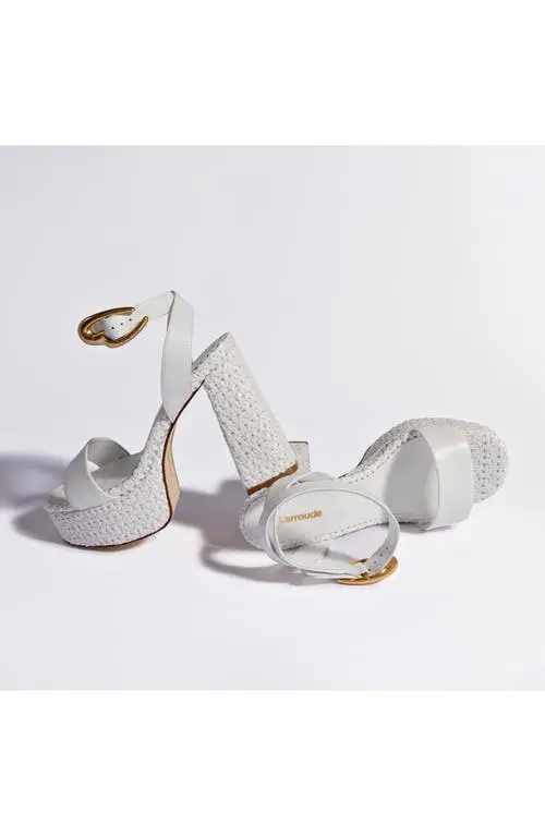 Larroude Dolly Verona Sandal - White Leather And White Raffia
