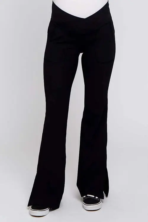 PINKBLUSH V-waist Ribbed Bootcut Maternity Leggings