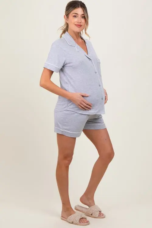 PINKBLUSH Short Sleeve Button Down Shirt And Shorts Set