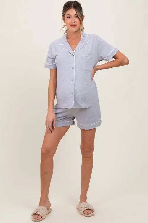 PINKBLUSH Short Sleeve Button Down Shirt And Shorts Set