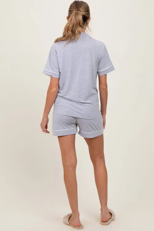 PINKBLUSH Short Sleeve Button Down Shirt And Shorts Set