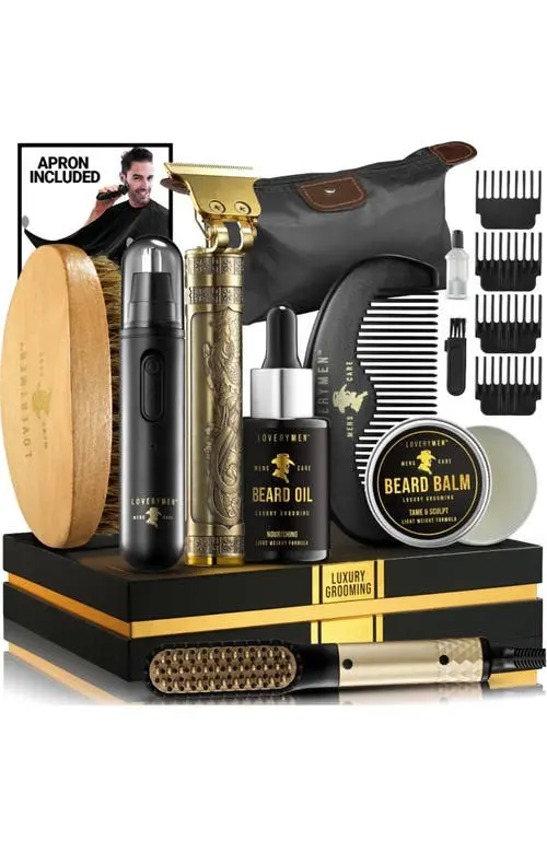 LOVERY Beard Grooming Kit15pc Luxury Beard Care - Black