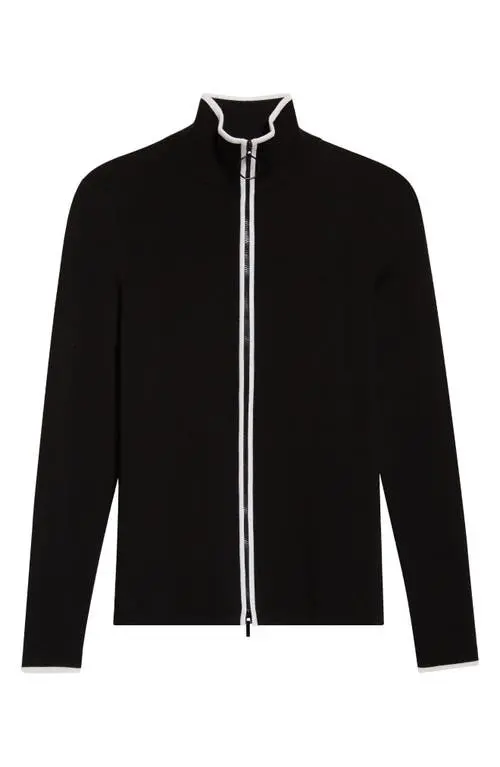 Akris Stretch Virgin Wool Zip Cardigan - Black-cream