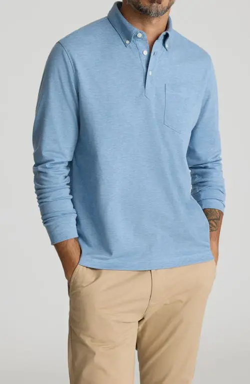UNTUCKIT Vargas Long Sleeve Cotton Polo - Heather Blue