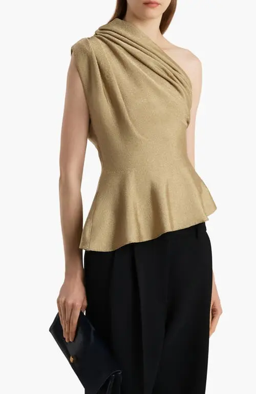 Khaite Aimee Asymmetric One-shoulder Top - Gold
