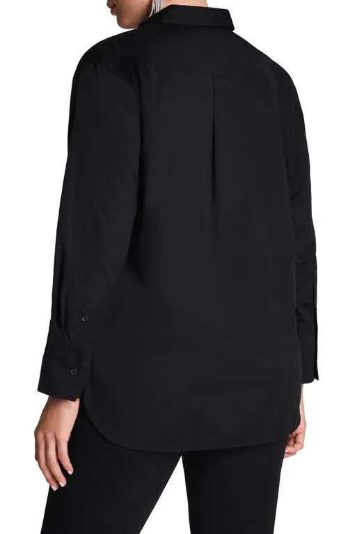 Spanx Bibbed Supima® Cotton Poplin Shirt - Classic Black