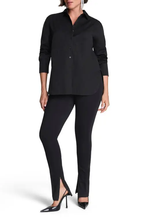 Spanx Bibbed Supima® Cotton Poplin Shirt - Classic Black
